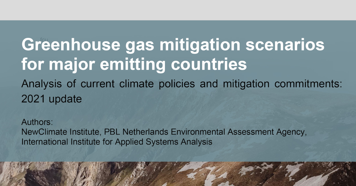 Greenhouse gas mitigation scenarios for major emitting countries ...